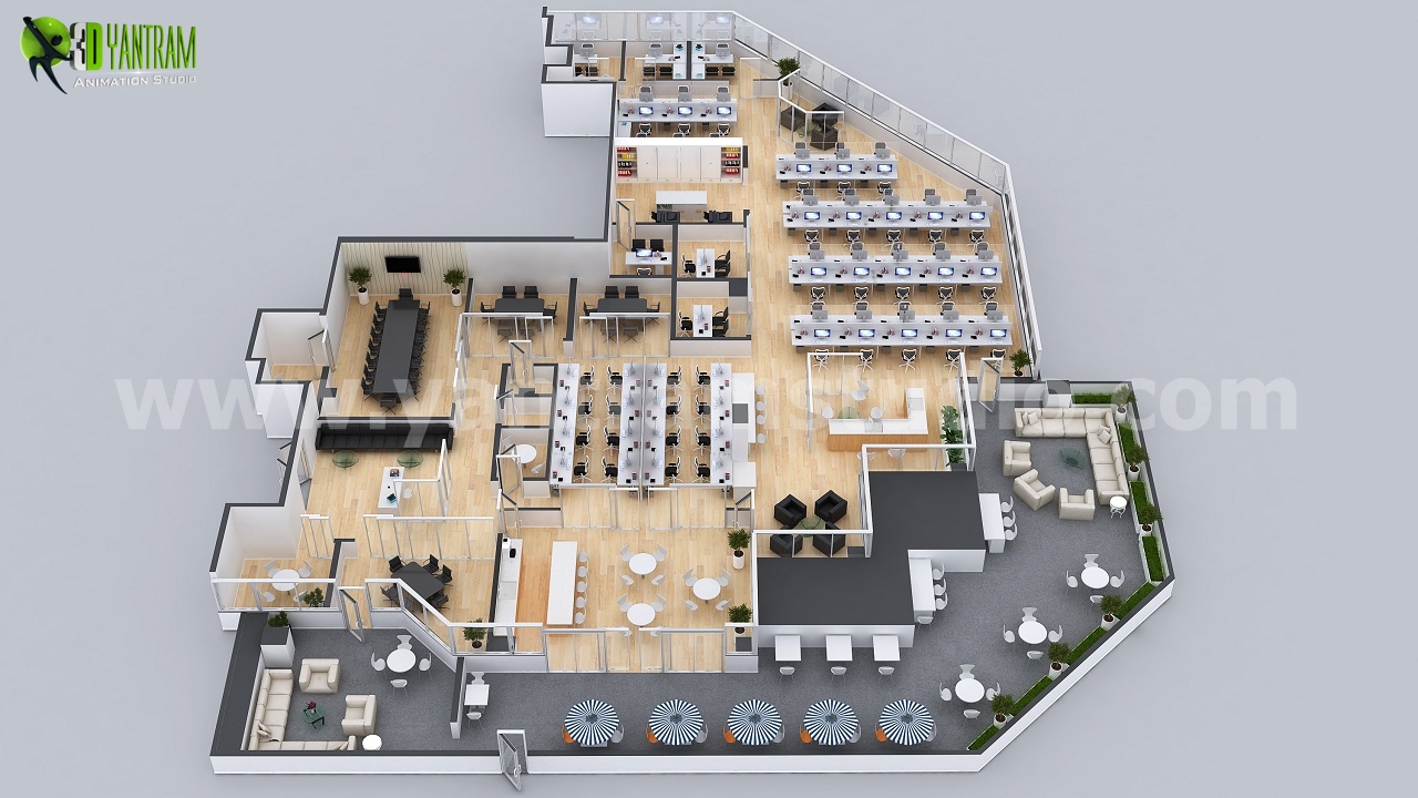 Office Space Interactive 3D Virtual Floor Plan by Yantram Floor plan ...