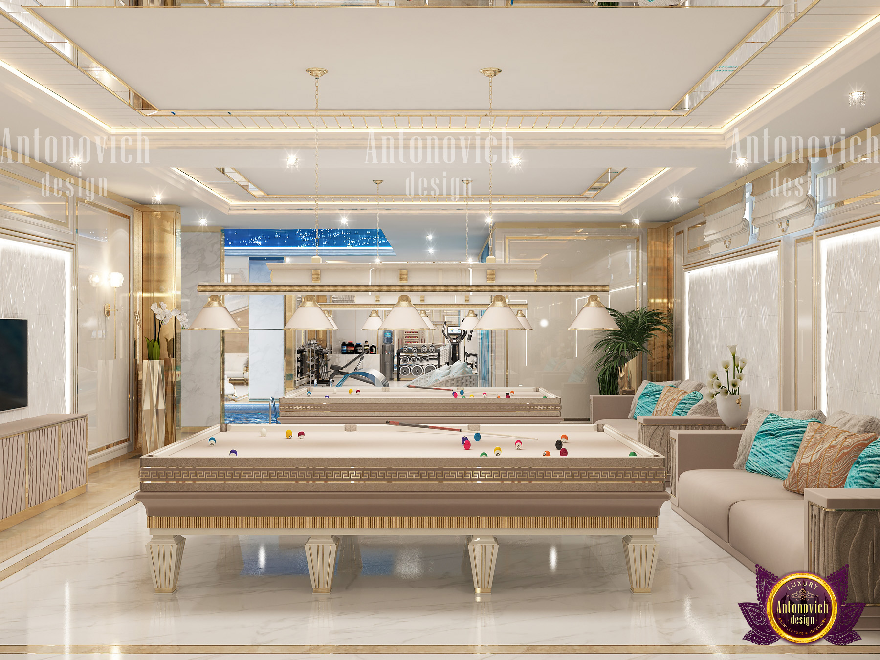 Recreational Sports Room by Female Designer by LUXURY ANTONOVICH DESIGN ...