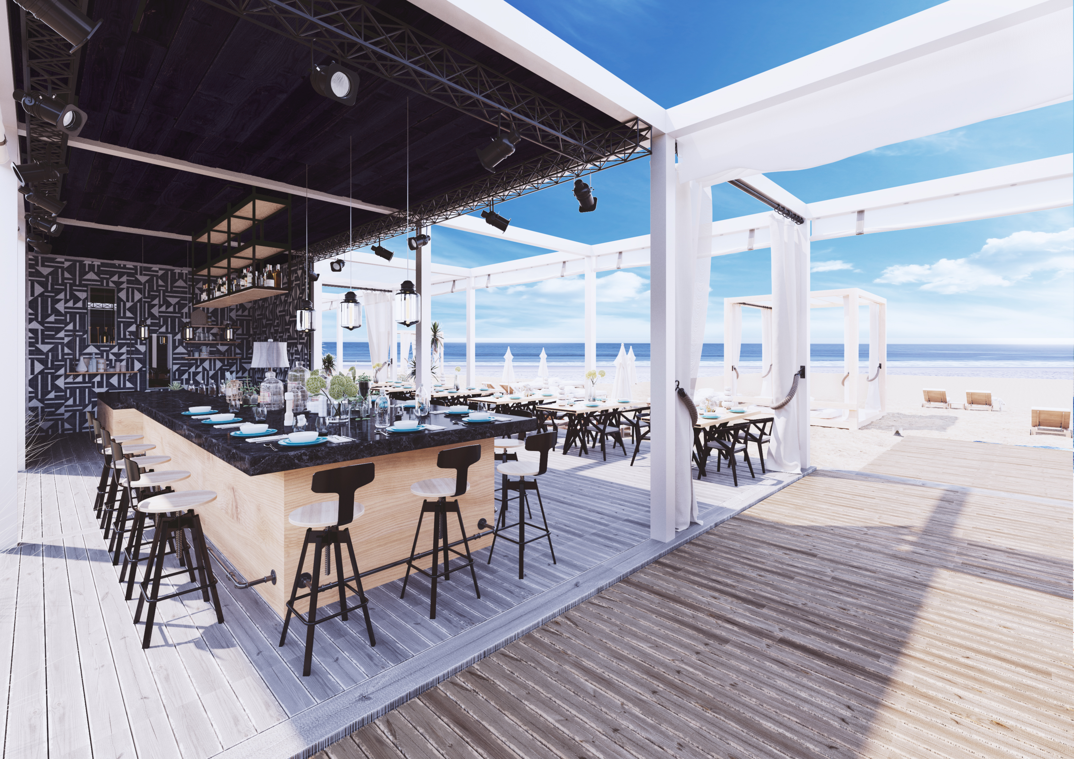 Restaurant on the beach by monsumm visualization studio - Architizer