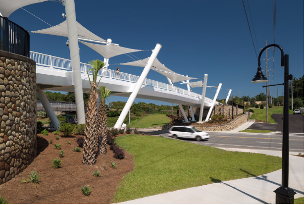 Cascades Solar Fabric Pedestrian Bridge by Pvilion - Architizer