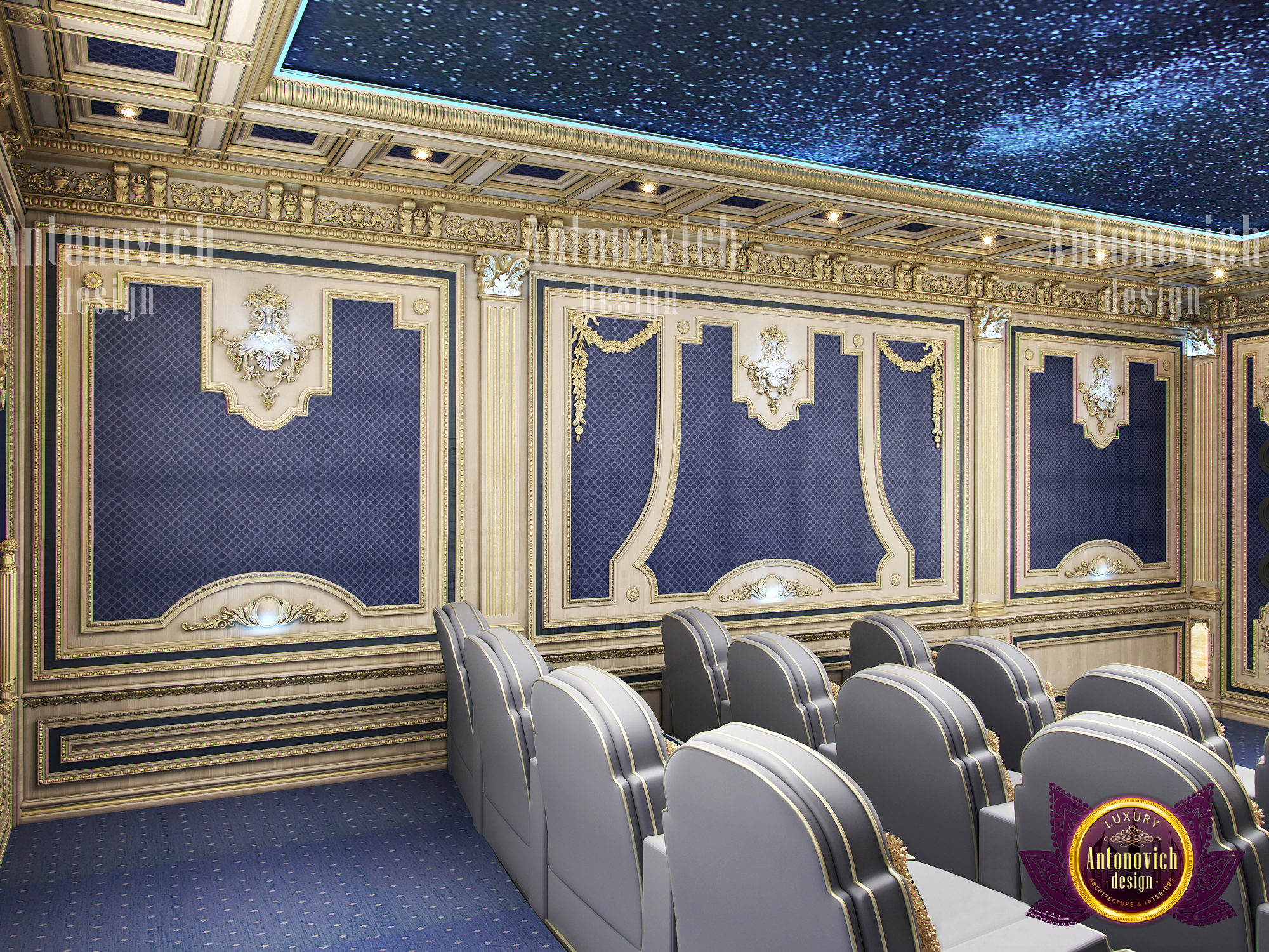 Cinema Home Design By Female Designer by LUXURY ANTONOVICH DESIGN ...