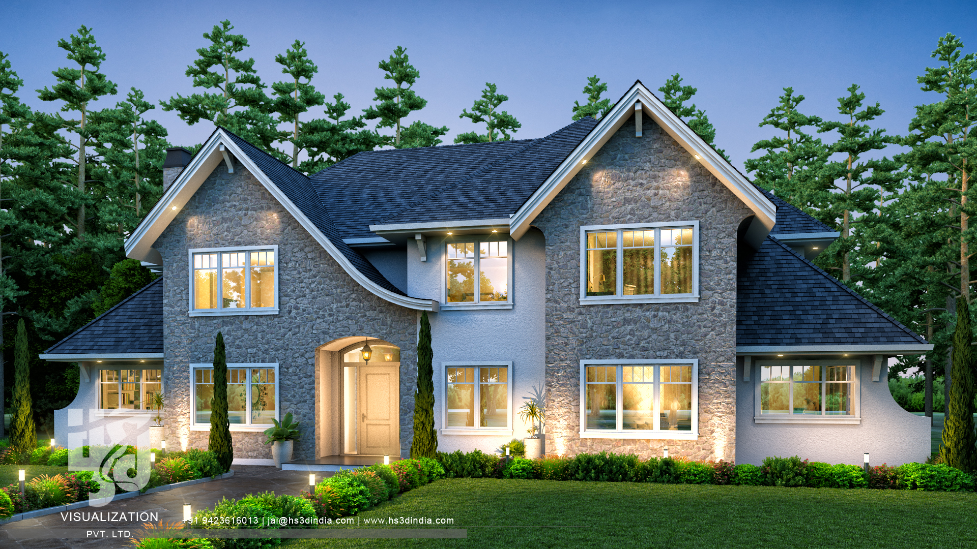 RESIDENTIAL EXTERIOR NIGHT RENDERING BY HS 3D INDIA by HS3D ...