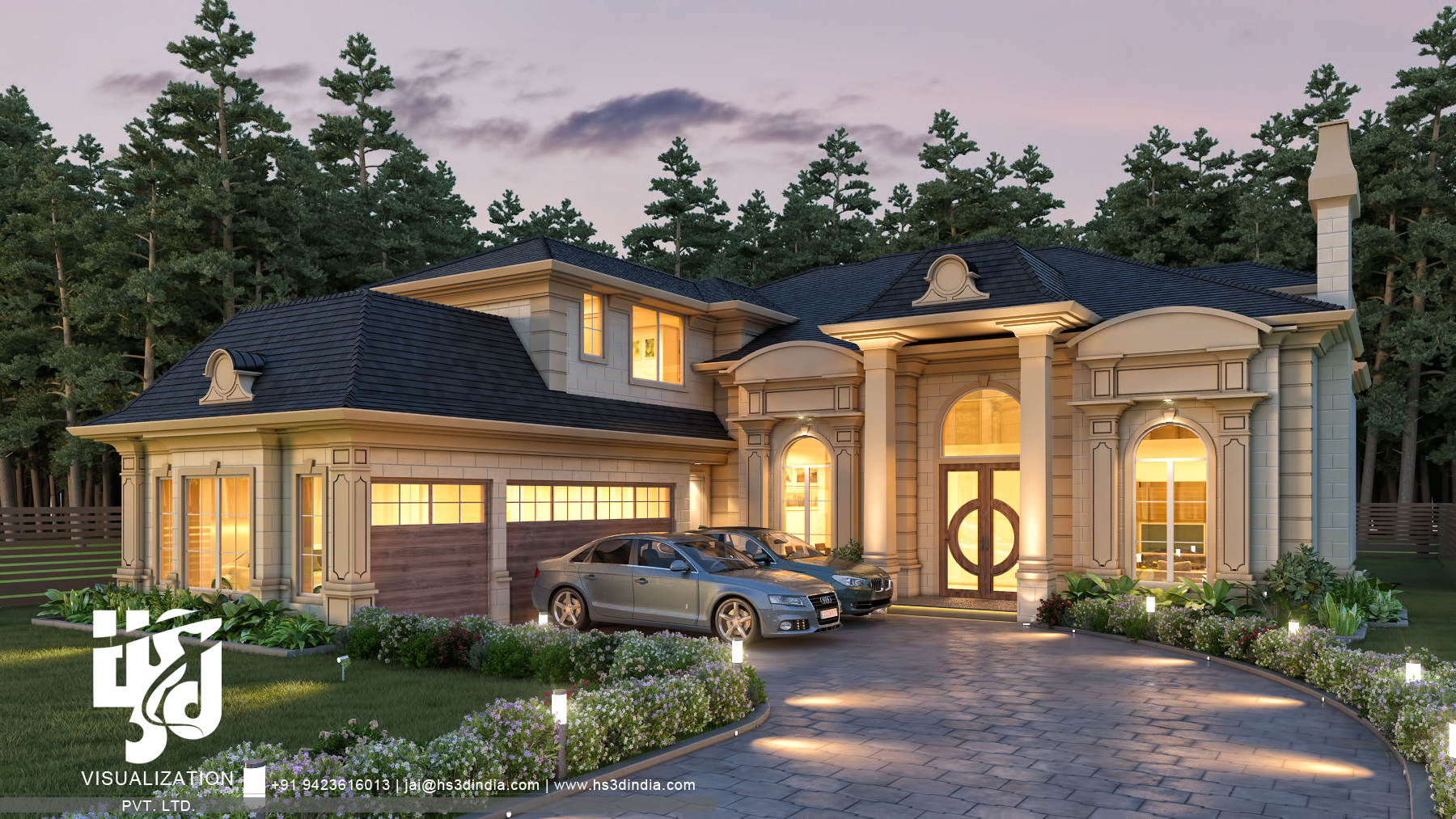 RESIDENTIAL EXTERIOR NIGHT RENDERING BY HS 3D INDIA by HS3D ...