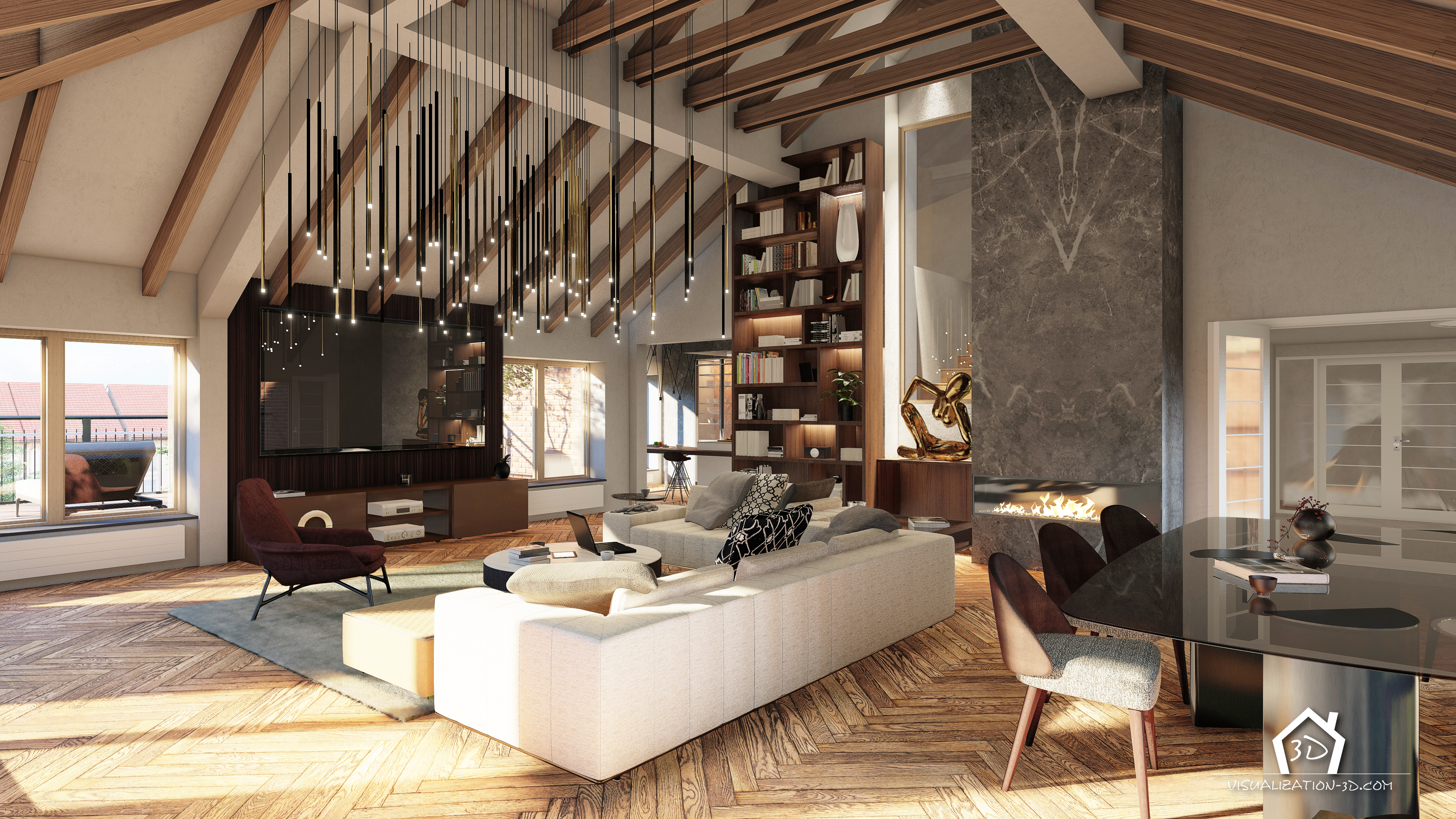 Interior & terrace design - duplex Hradesinska by VISUALIZATION 3D ...