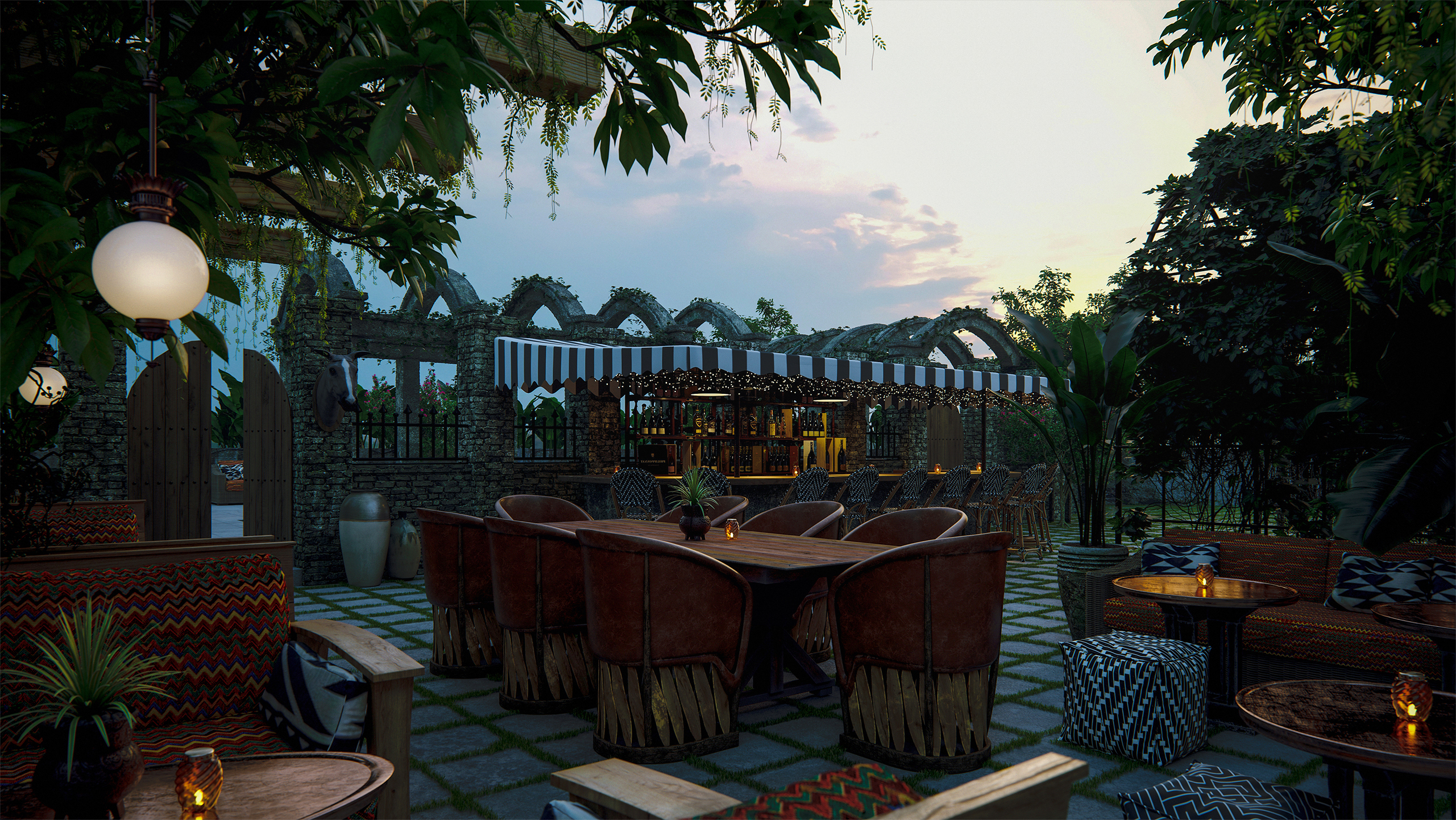3D Visualization of Bodega Negra Restaurant in Doha by Lunas ...