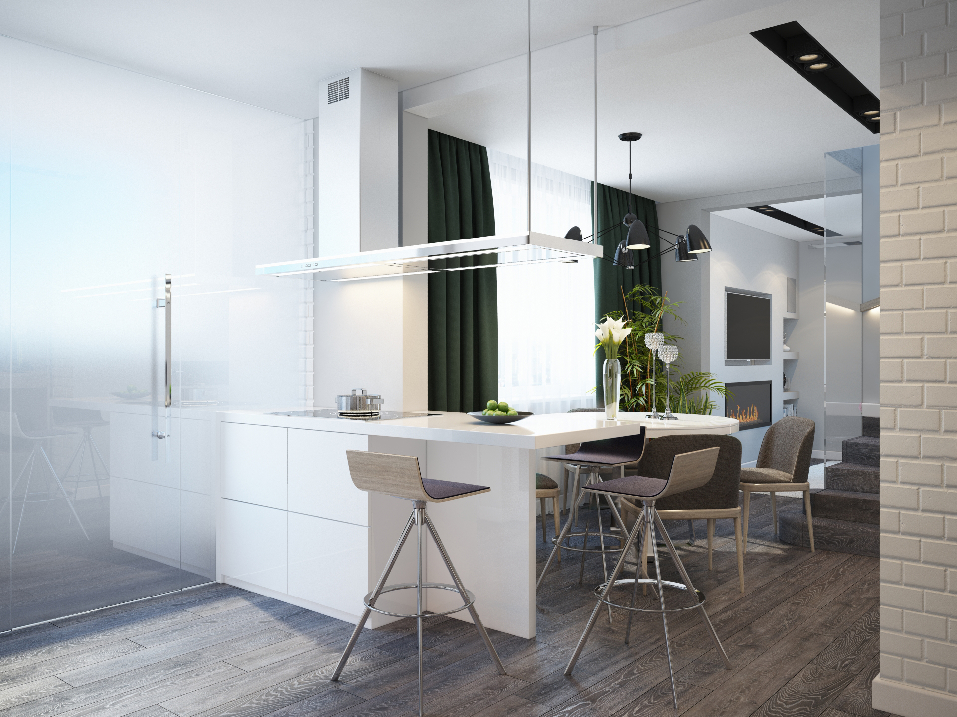 Interior of spacious white studio by archviz-studio - Architizer