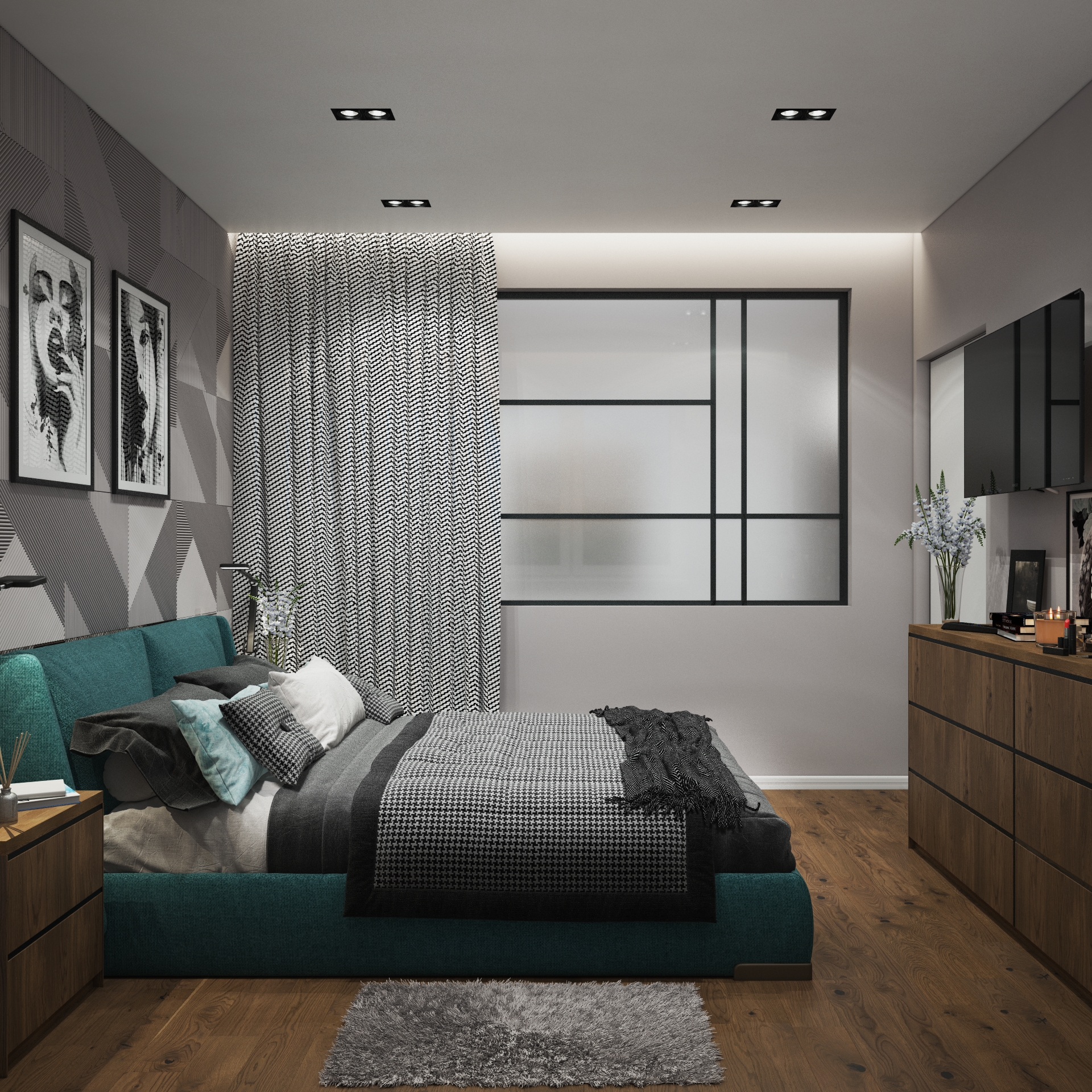 Bedroom with bright accents by archviz-studio - Architizer