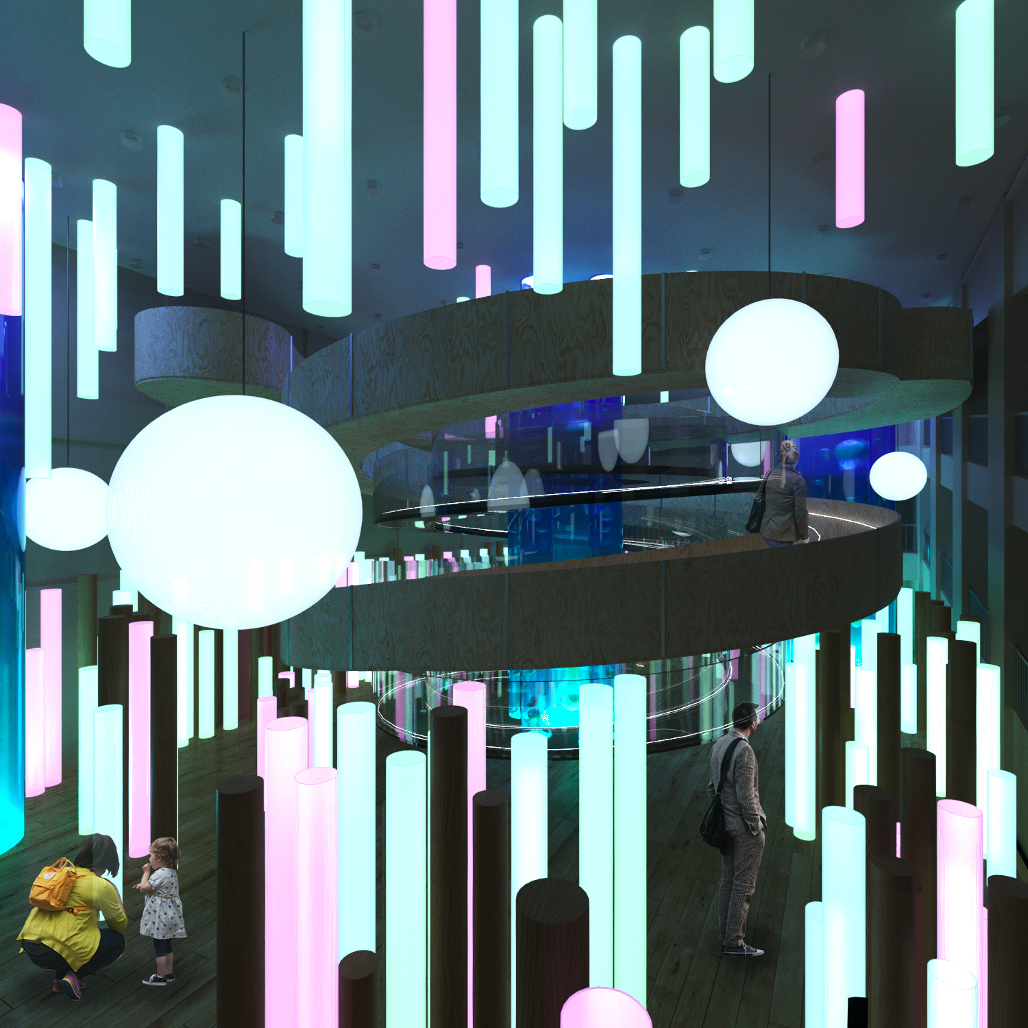 Noosphere - Interior of atriums inside J57 skyscraper in BROAD Town ...