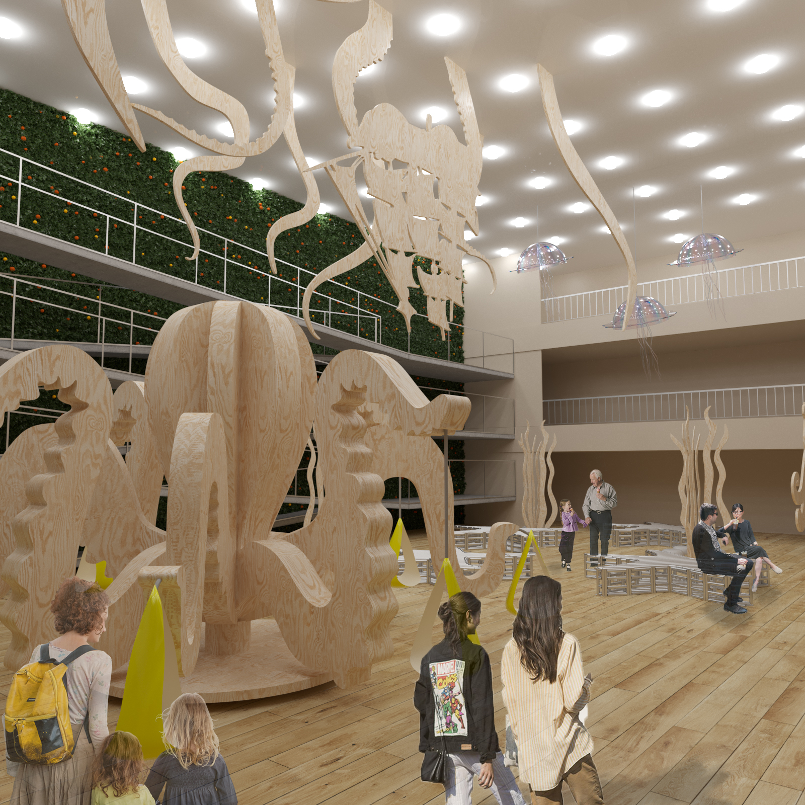 Noosphere - Interior of atriums inside J57 skyscraper in BROAD Town ...