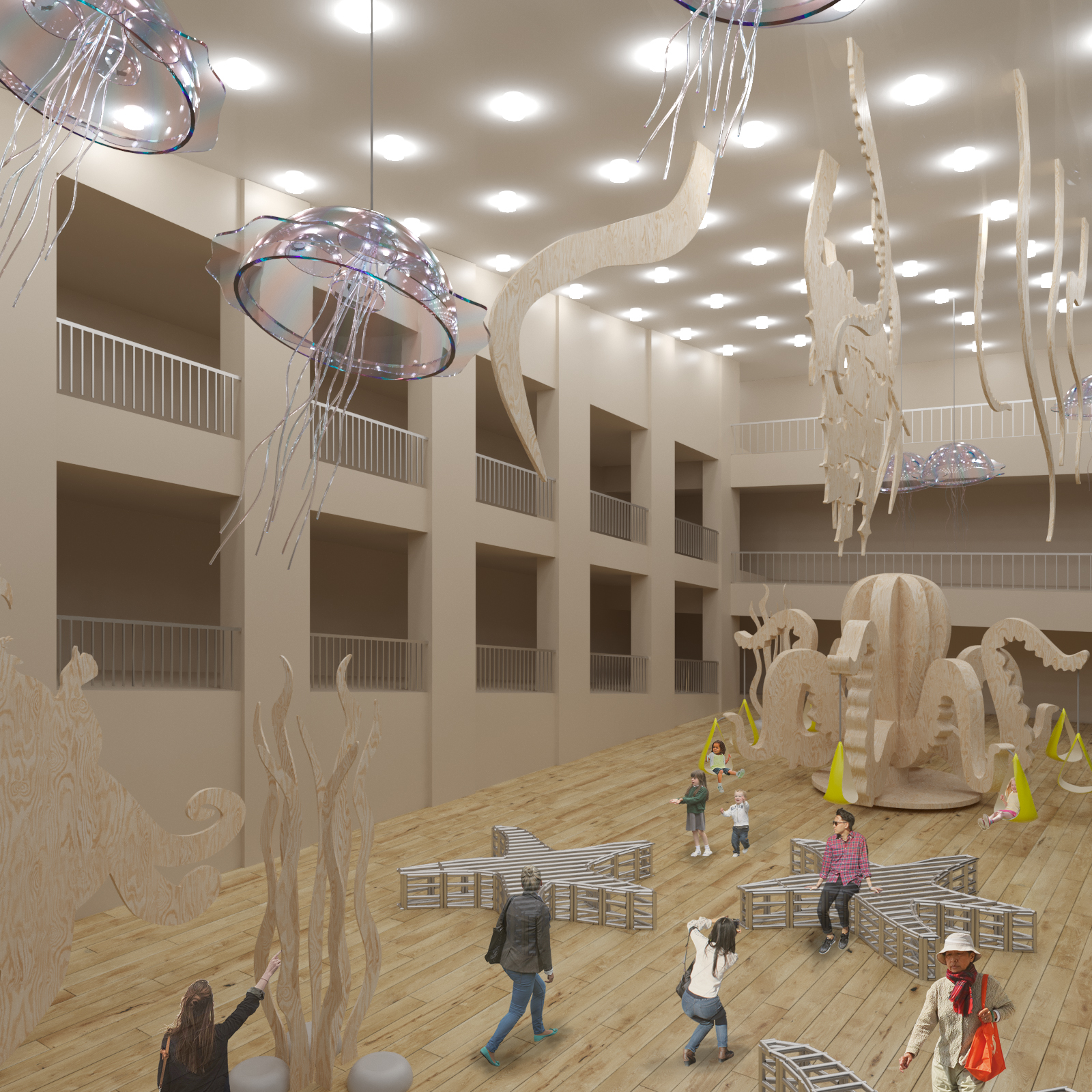 Noosphere - Interior of atriums inside J57 skyscraper in BROAD Town ...