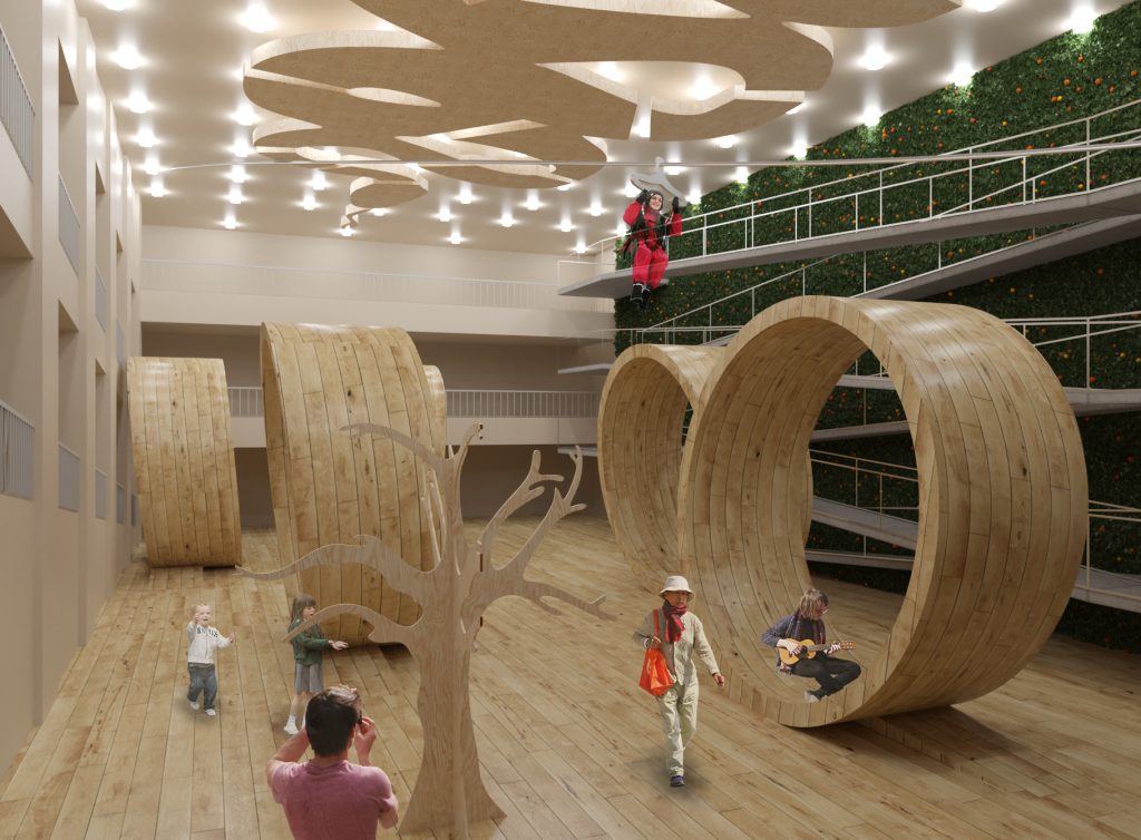 Noosphere - Interior of atriums inside J57 skyscraper in BROAD Town ...