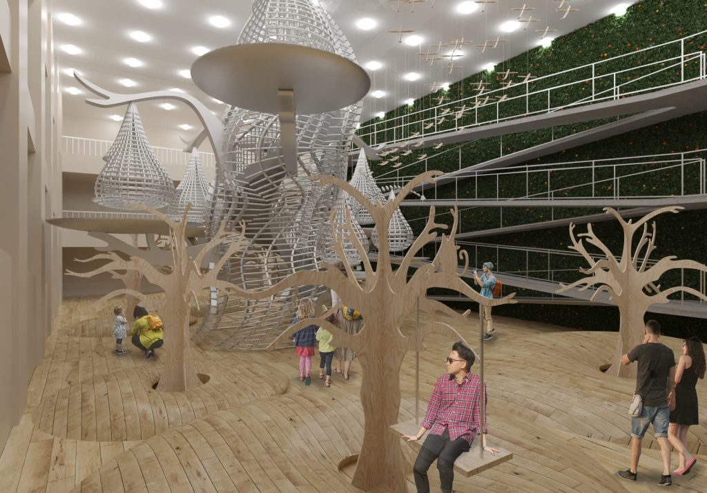 Noosphere - Interior of atriums inside J57 skyscraper in BROAD Town ...