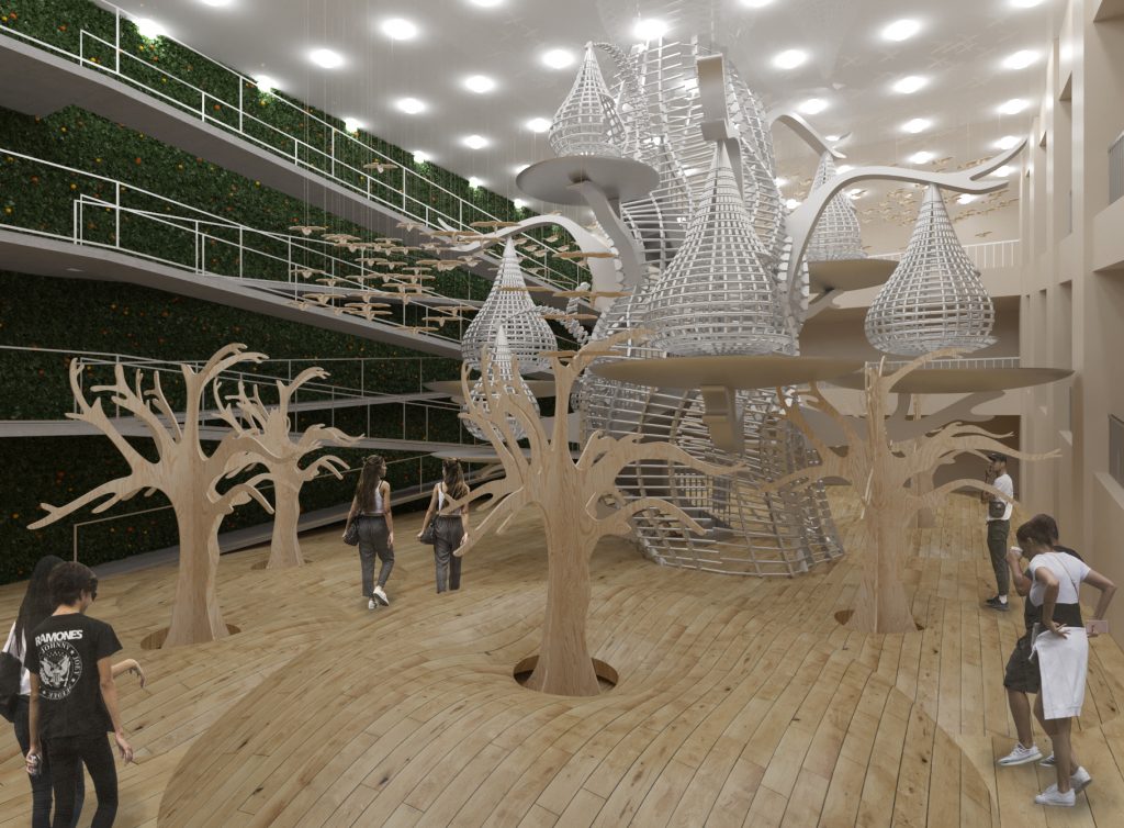 Noosphere - Interior of atriums inside J57 skyscraper in BROAD Town ...