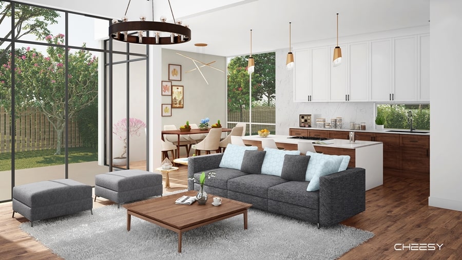 Living Room Interior Rendering by THE CHEESY | VISUAL STUDIO - Architizer
