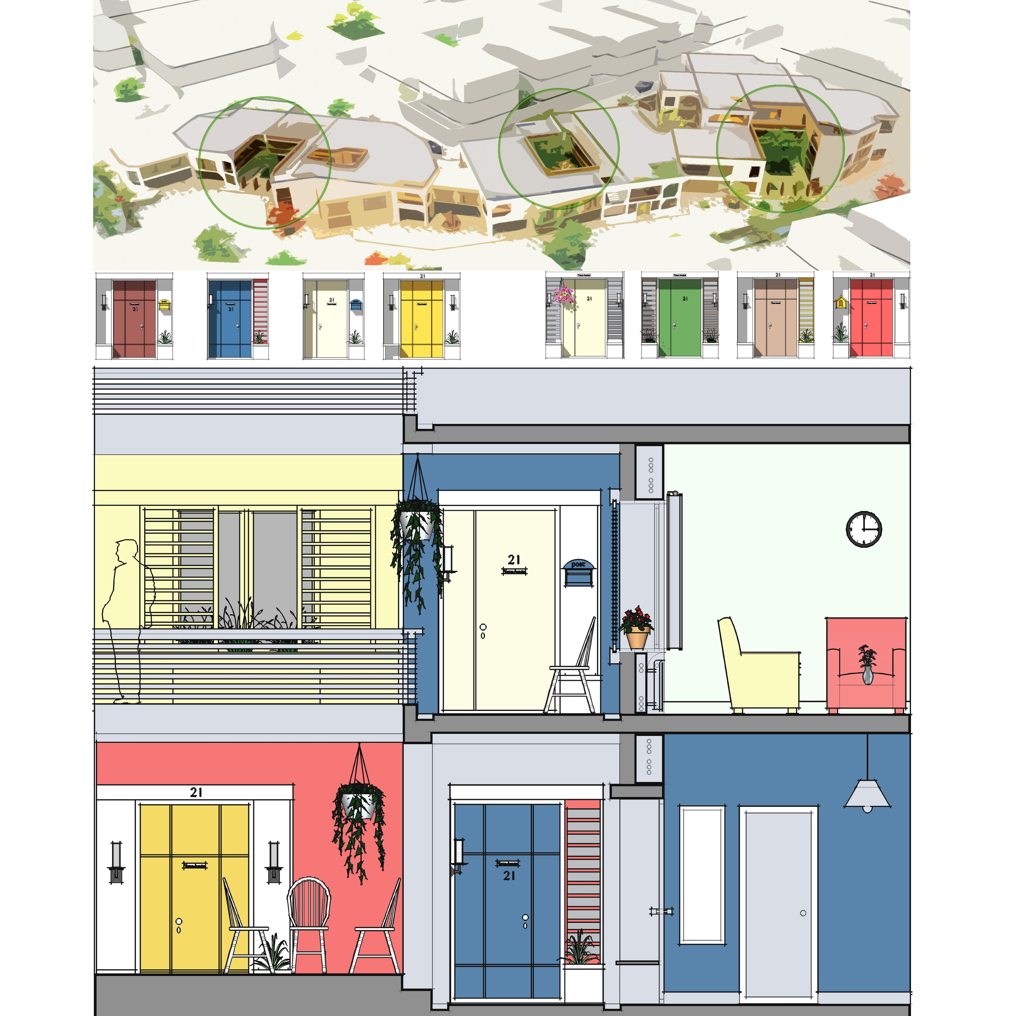 Conceptual Section For Social life (Hayat Khaneh) by Ordibehesht office ...