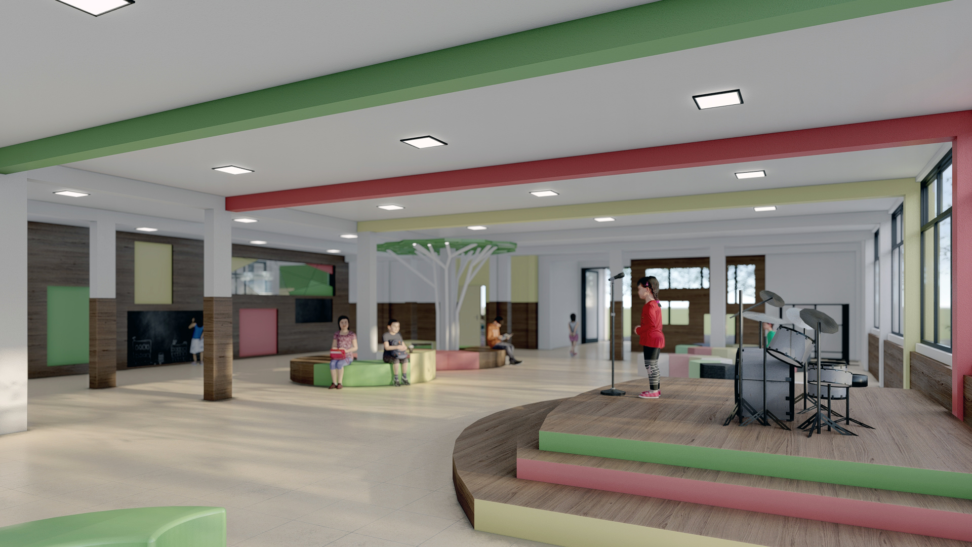 Interior design of school Hall "Bratstvo" by ARSA architects - Architizer