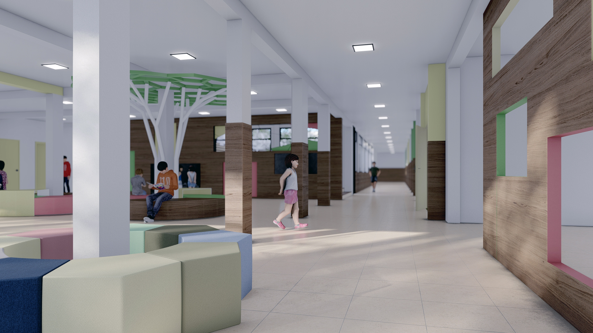 Interior design of school Hall "Bratstvo" by ARSA architects - Architizer