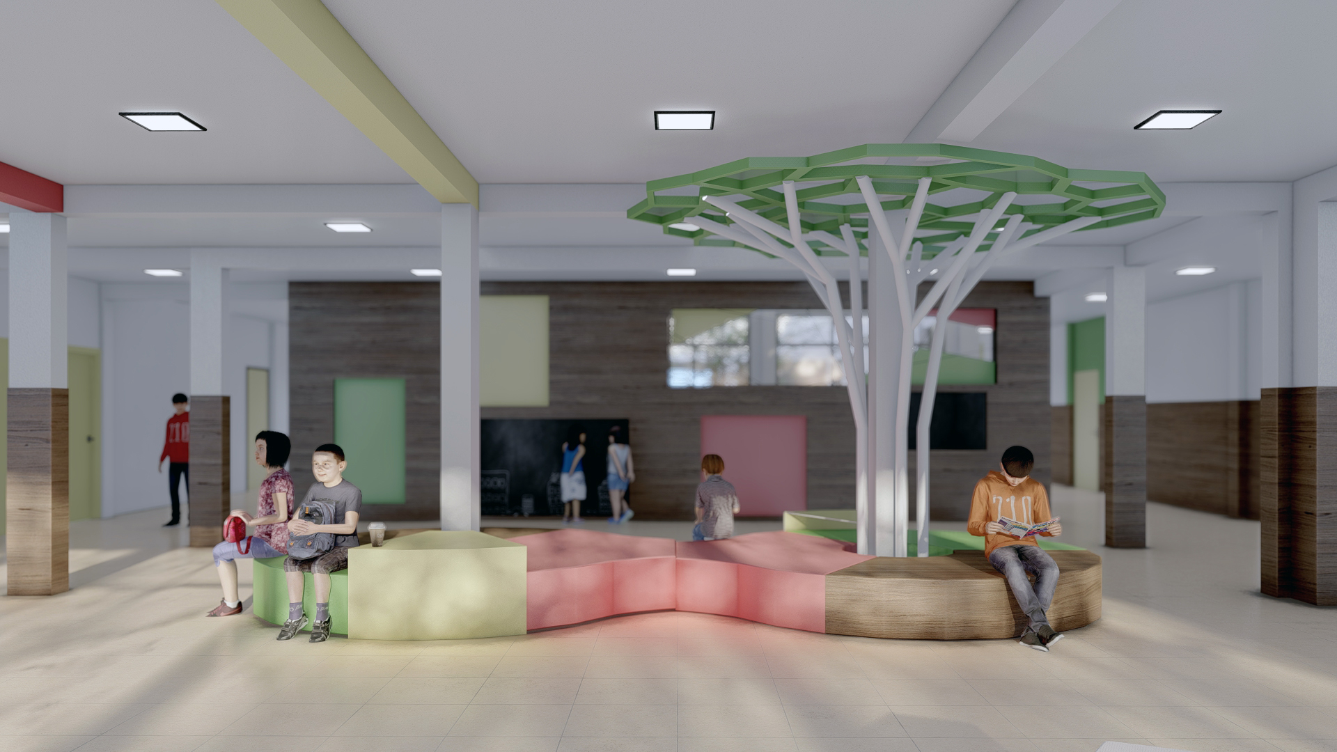 Interior design of school Hall "Bratstvo" by ARSA architects - Architizer