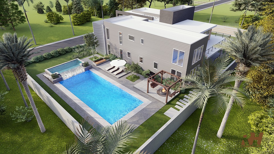 Pool House Exterior Design by Rendering Hub - Architizer