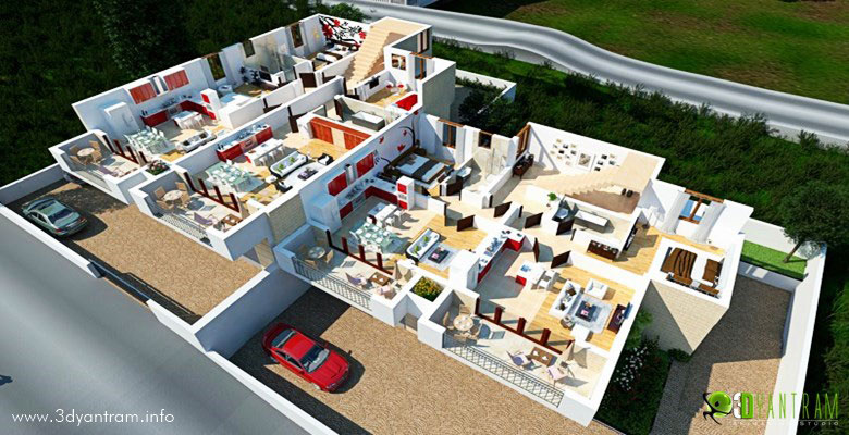 3D Office Virtual Floor Plan Design ideas by Yantram Architectural ...