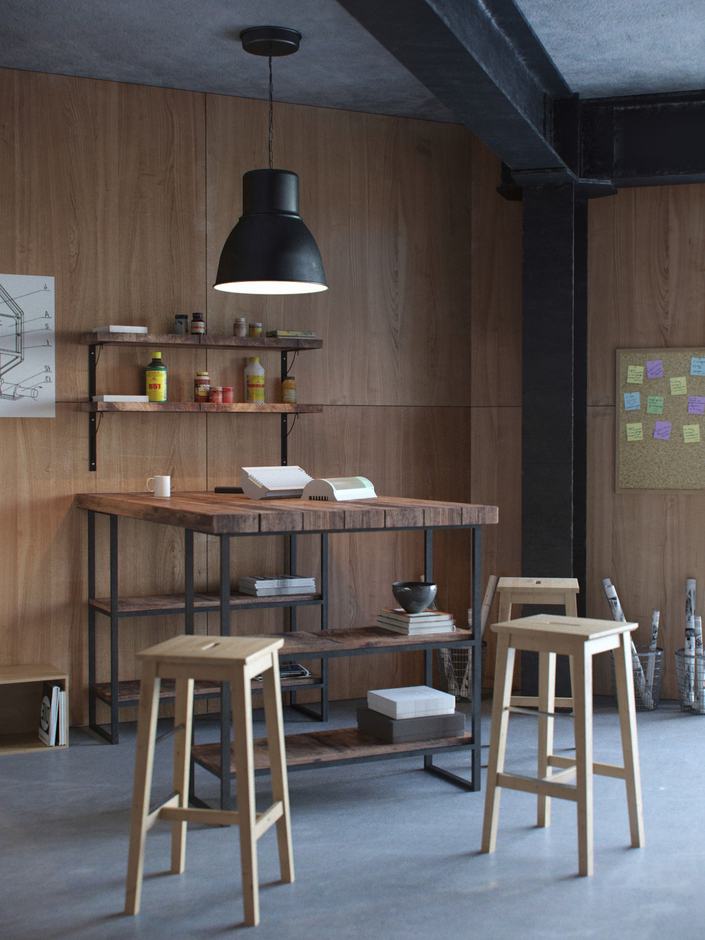 Modern Workshop interior visualization by Lunas Visualization - Architizer