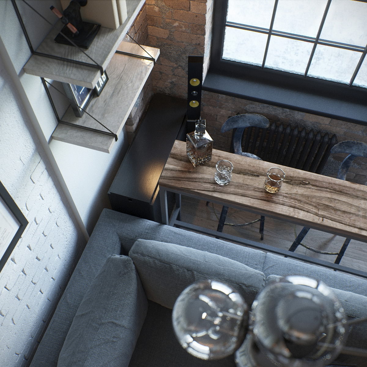 3D interior rendering of a Loft-style concept by Lunas Visualization ...