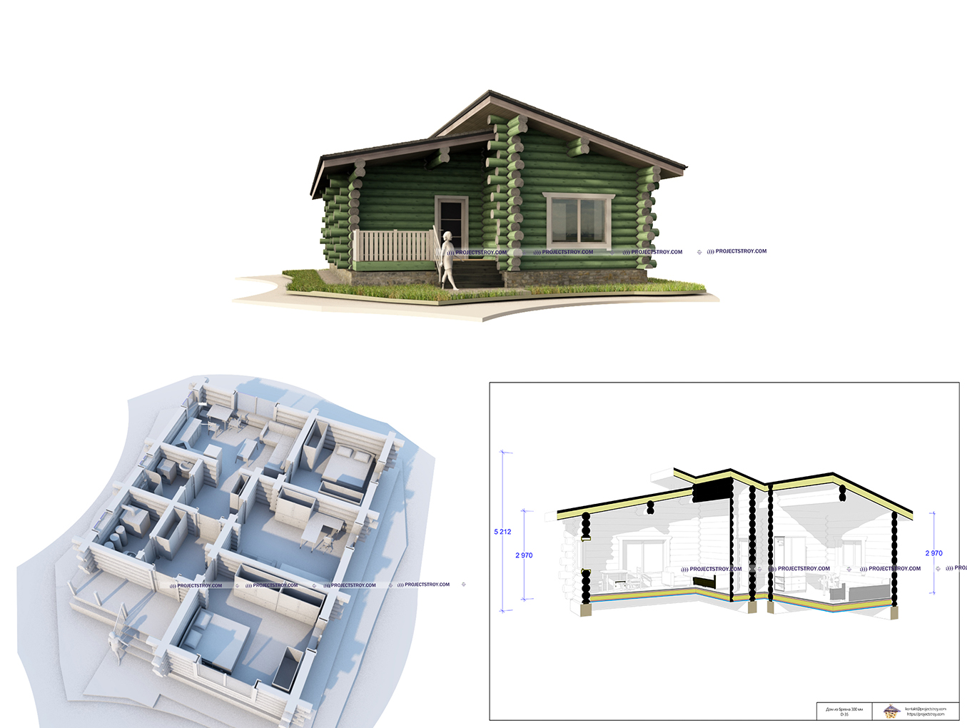 One-story house project by Projectstroy drawings log cabins | home ...