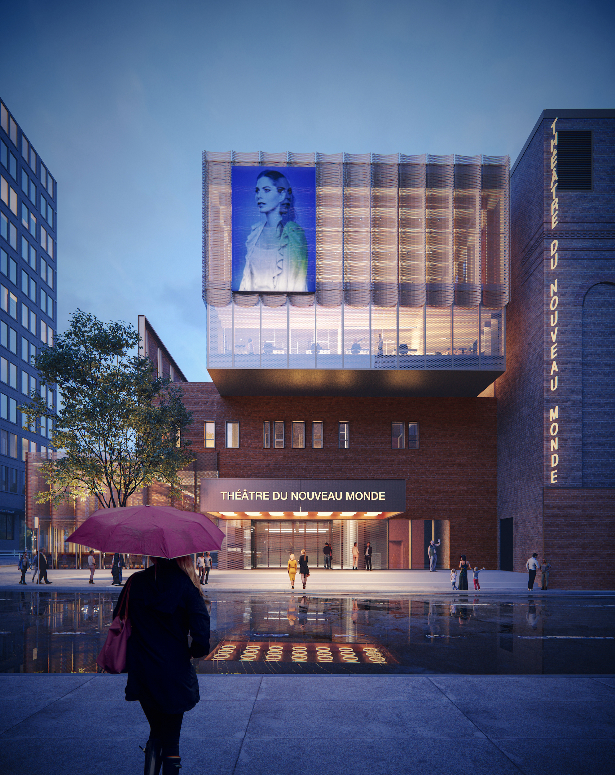 3D exterior visualization of a theatre renovation proposal by Lunas ...