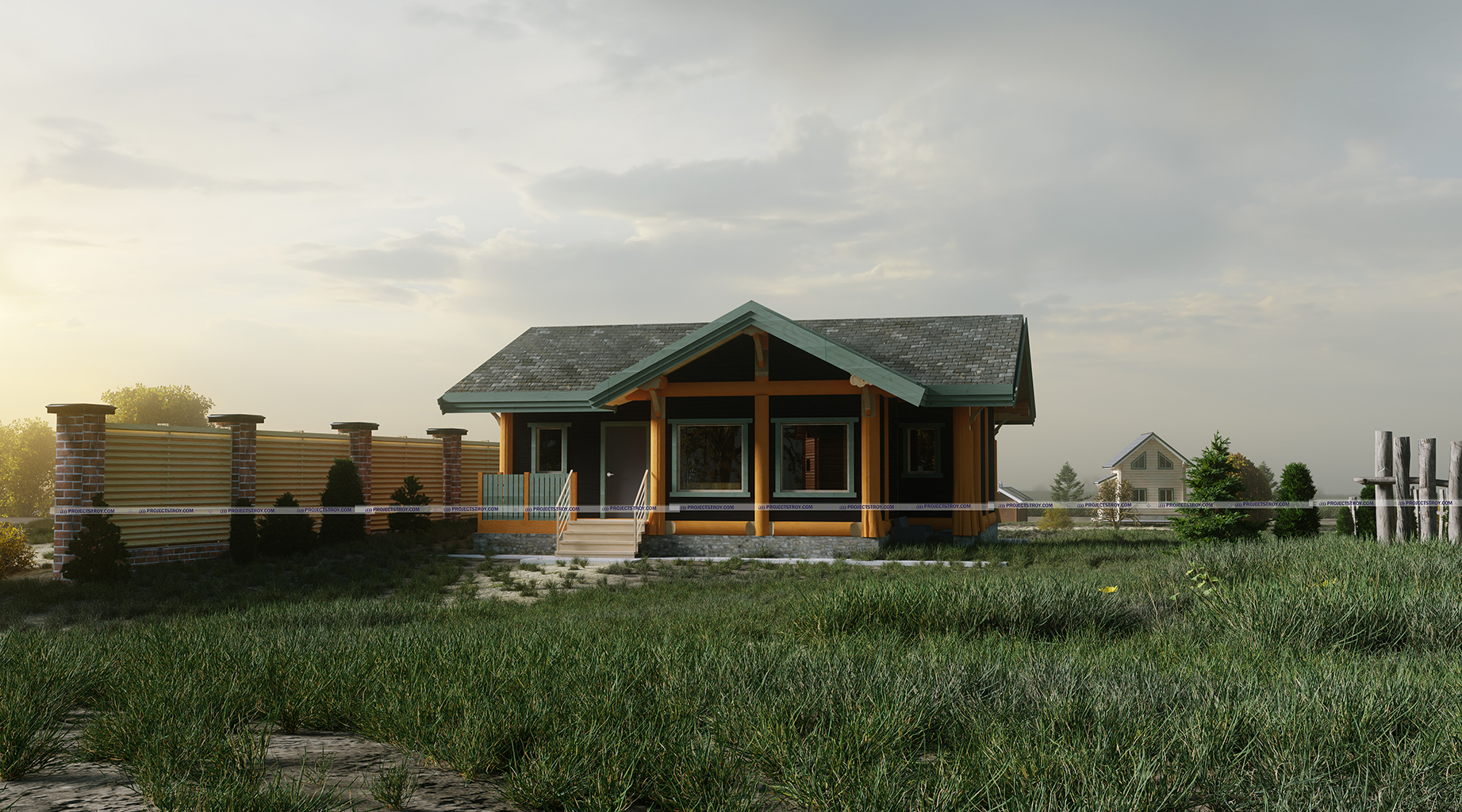 A single-storey wooden house by Projectstroy drawings log cabins | home ...
