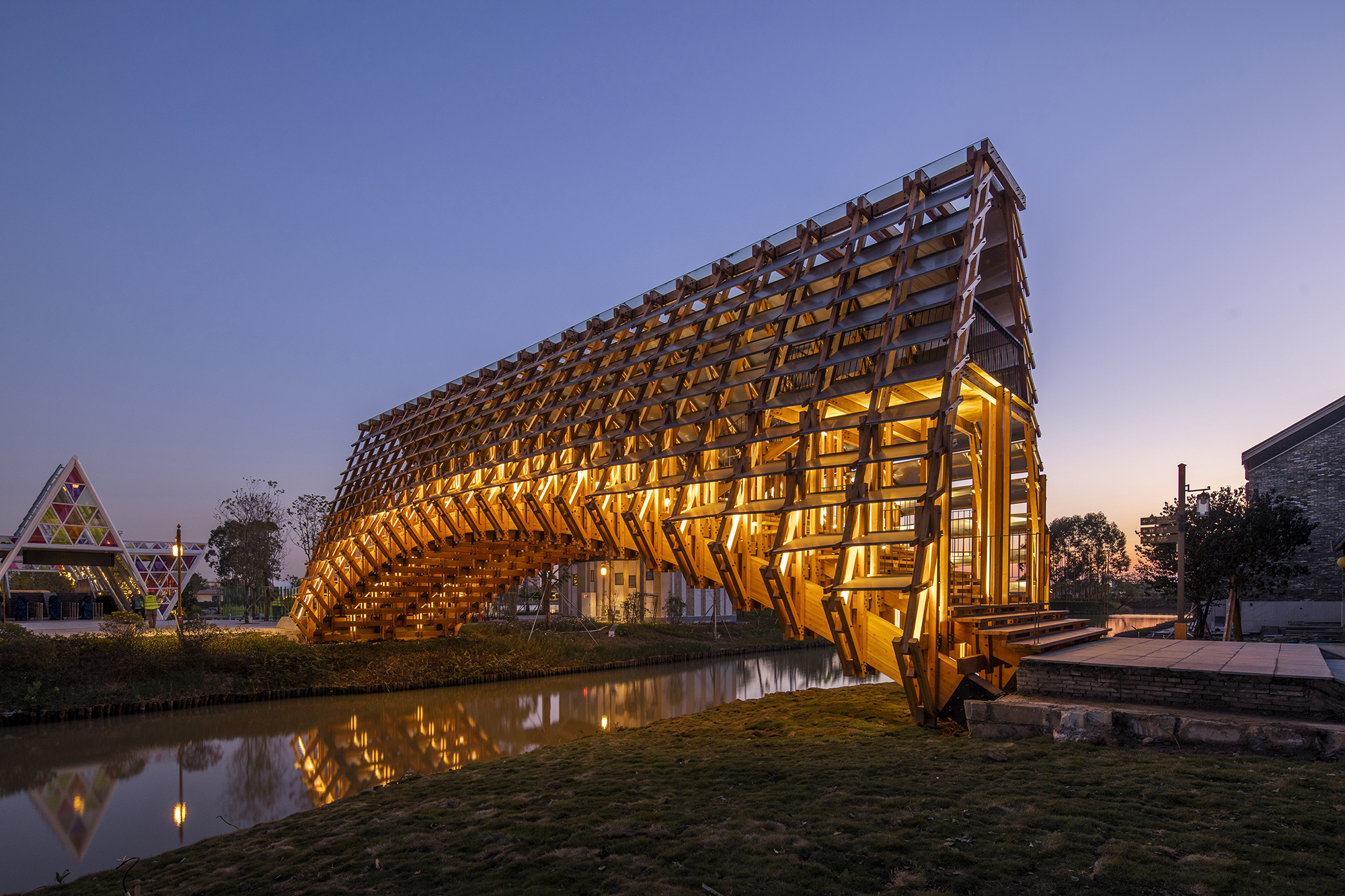 Timber Bridge in Gulou Waterfront by LUO studio - Architizer