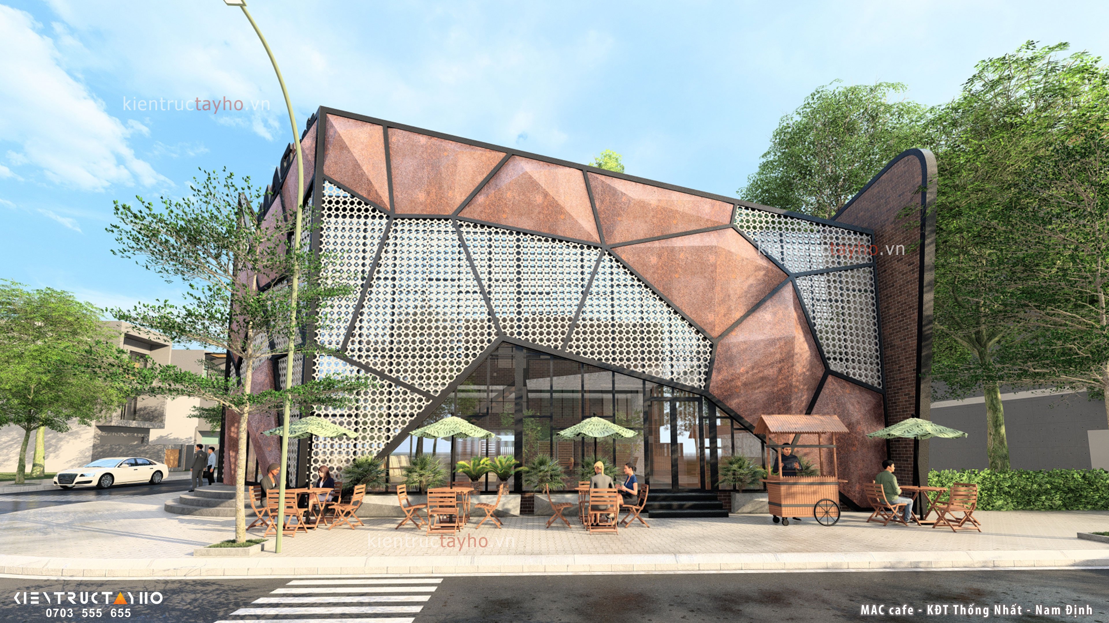 Design of a cafe with 2 facades – MAC Cafe Thong Nhat, Nam Dinh by Tay ...