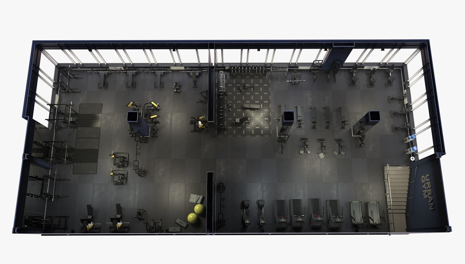 Urban Gym Design by GYMdesign - Fitness Center 3D - Architizer