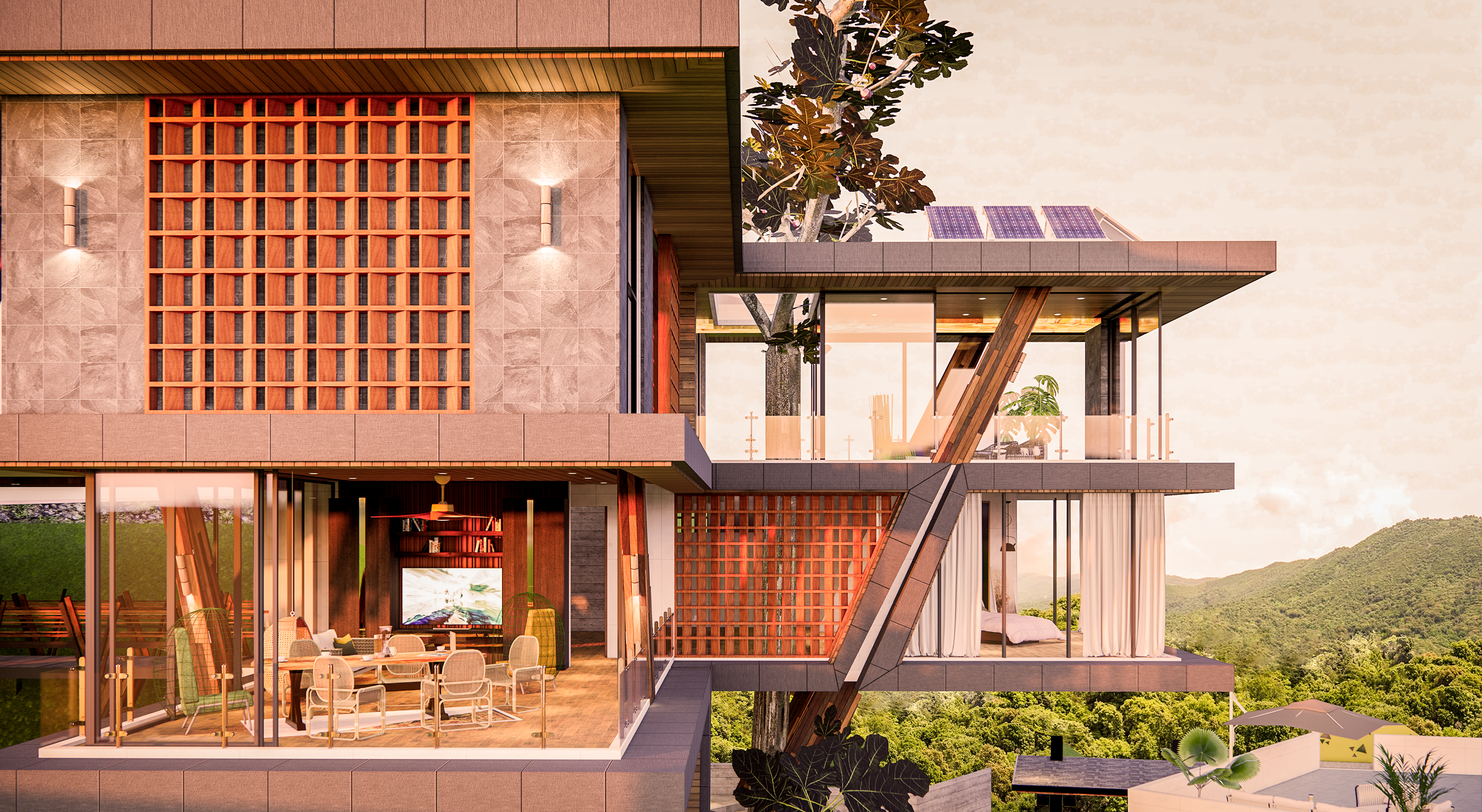 “𝗧𝗛𝗘 𝗧𝗥𝗘𝗘 𝗛𝗢𝗨𝗦𝗘” (Multi Level Residential house) by DST Design + Build ...