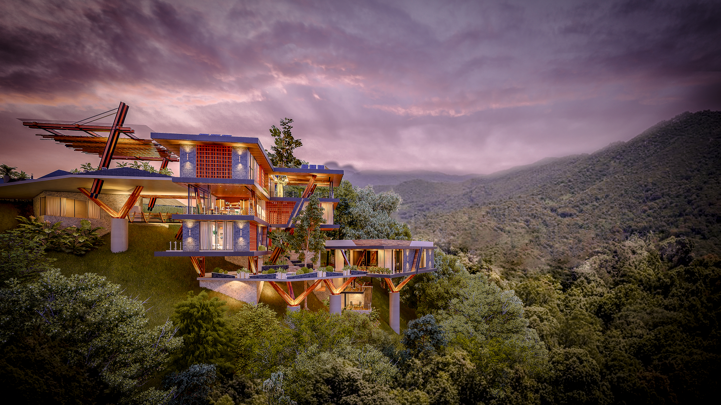 “𝗧𝗛𝗘 𝗧𝗥𝗘𝗘 𝗛𝗢𝗨𝗦𝗘” (Multi Level Residential house) by DST Design + Build ...