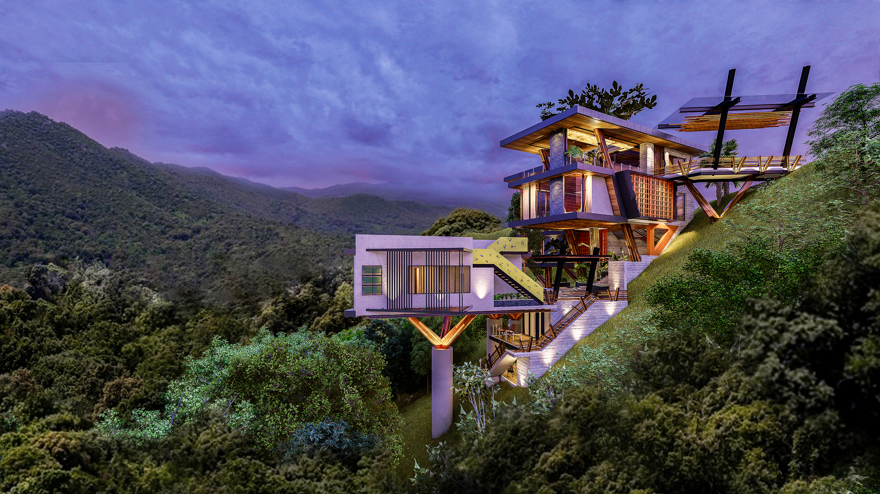 “𝗧𝗛𝗘 𝗧𝗥𝗘𝗘 𝗛𝗢𝗨𝗦𝗘” (Multi Level Residential house) by DST Design + Build ...