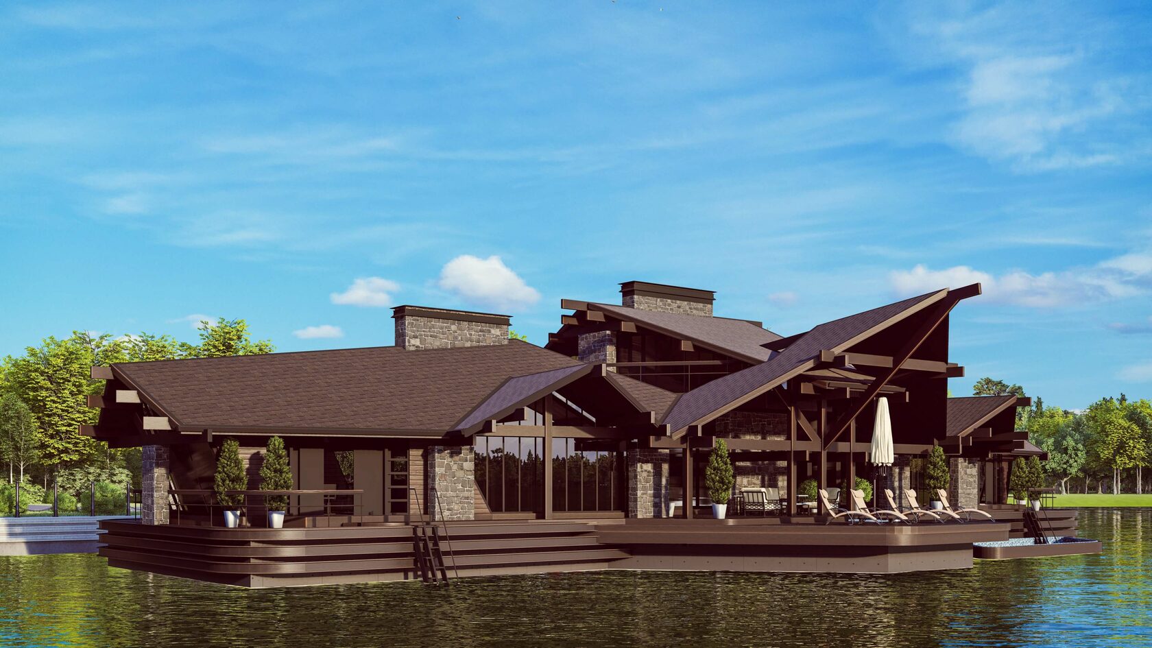 House Boat in the style of a chalet by Wizhevsky Architect - Architizer