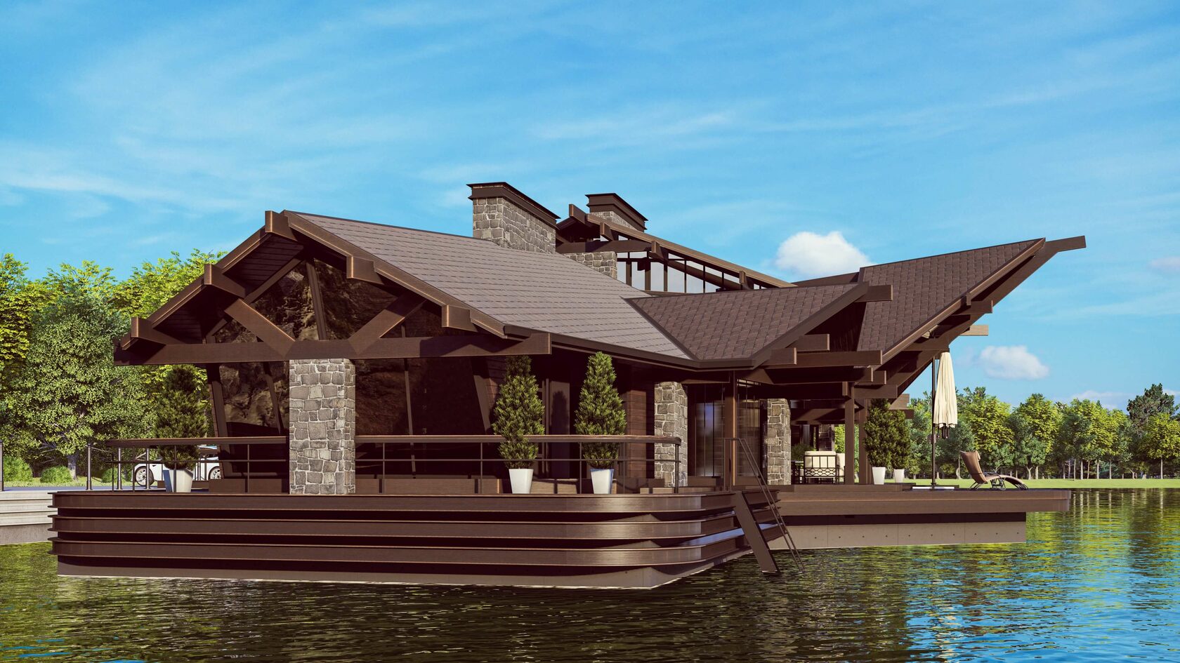 House Boat in the style of a chalet by Wizhevsky Architect - Architizer