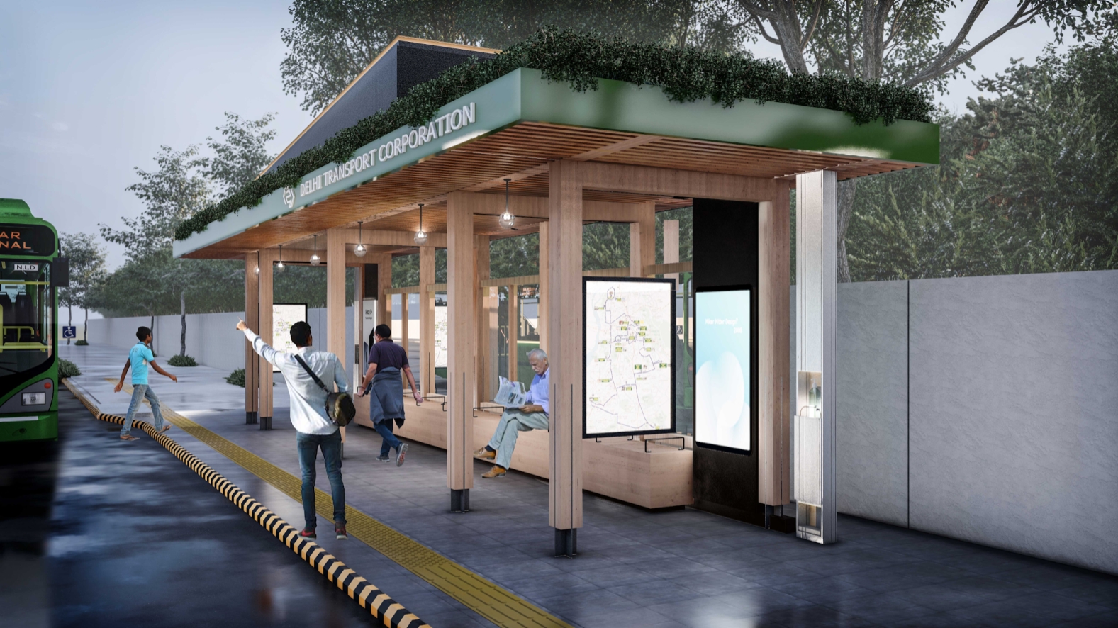 Bridge And Bus Stop In Mass Timber, Delhi by Architecture Discipline ...