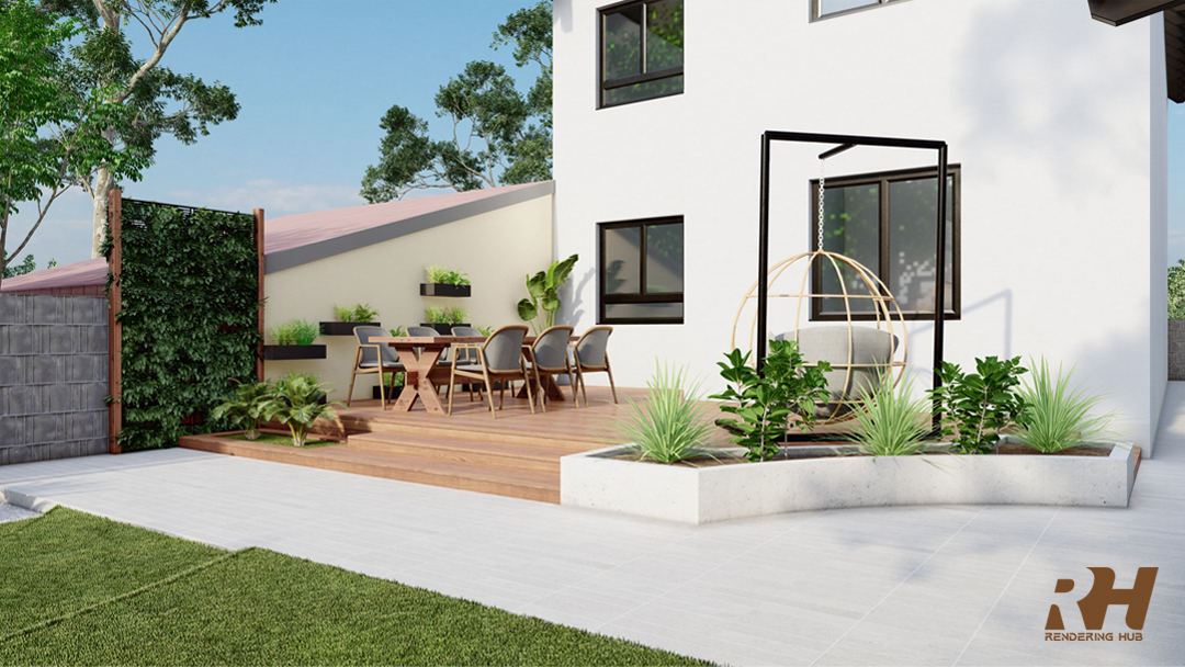 Backyard Landscape Design by Rendering Hub - Architizer