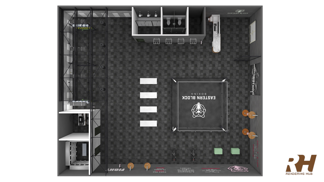 Gym Interior Design & 3D Rendering by Rendering Hub - Architizer