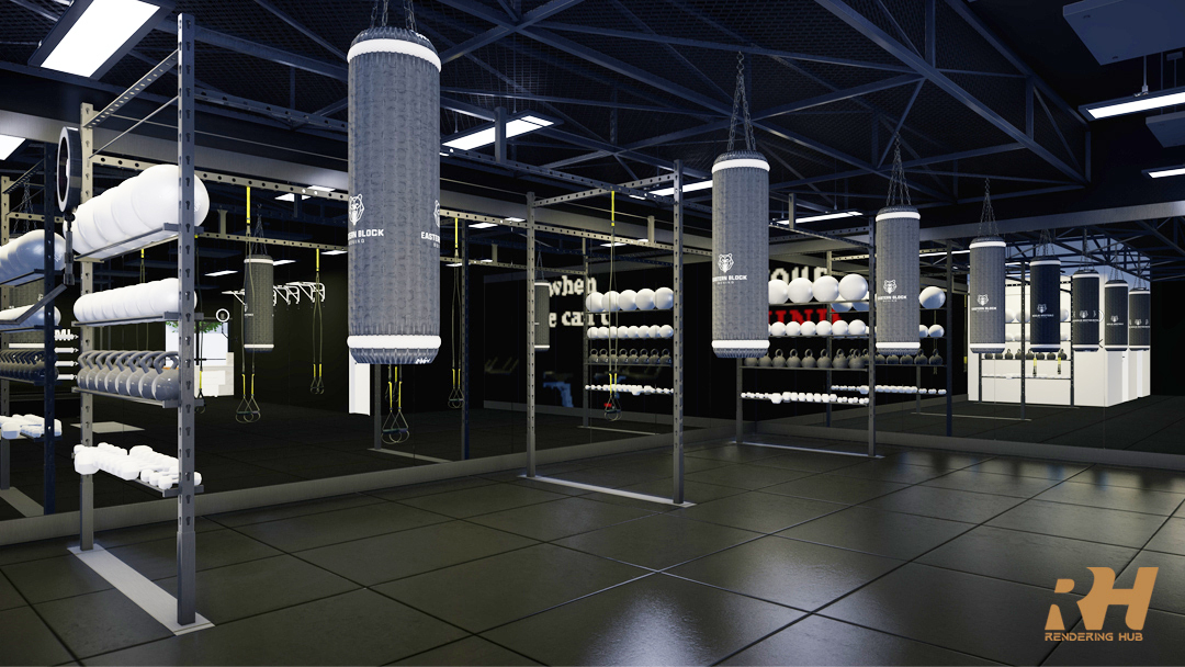 Gym Interior Design & 3D Rendering by Rendering Hub - Architizer