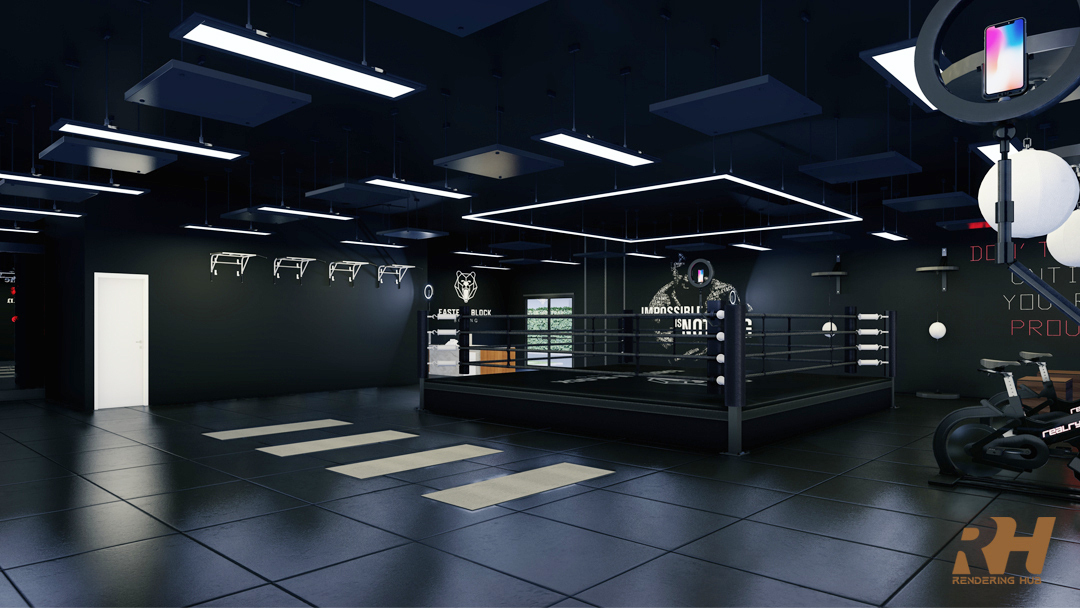 Gym Interior Design & 3D Rendering by Rendering Hub - Architizer