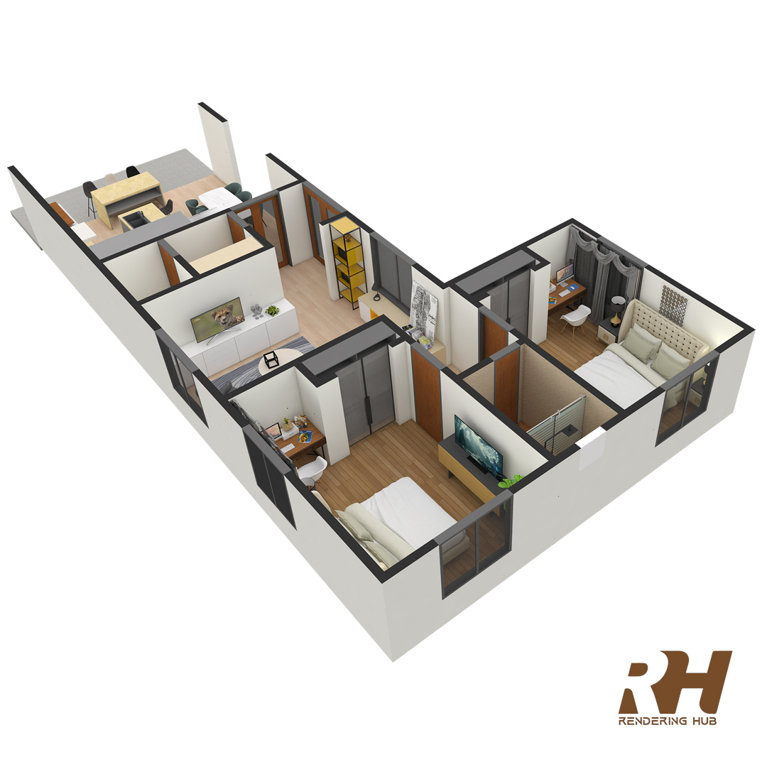 Residential Houses 3D Floorplan by Rendering Hub - Architizer
