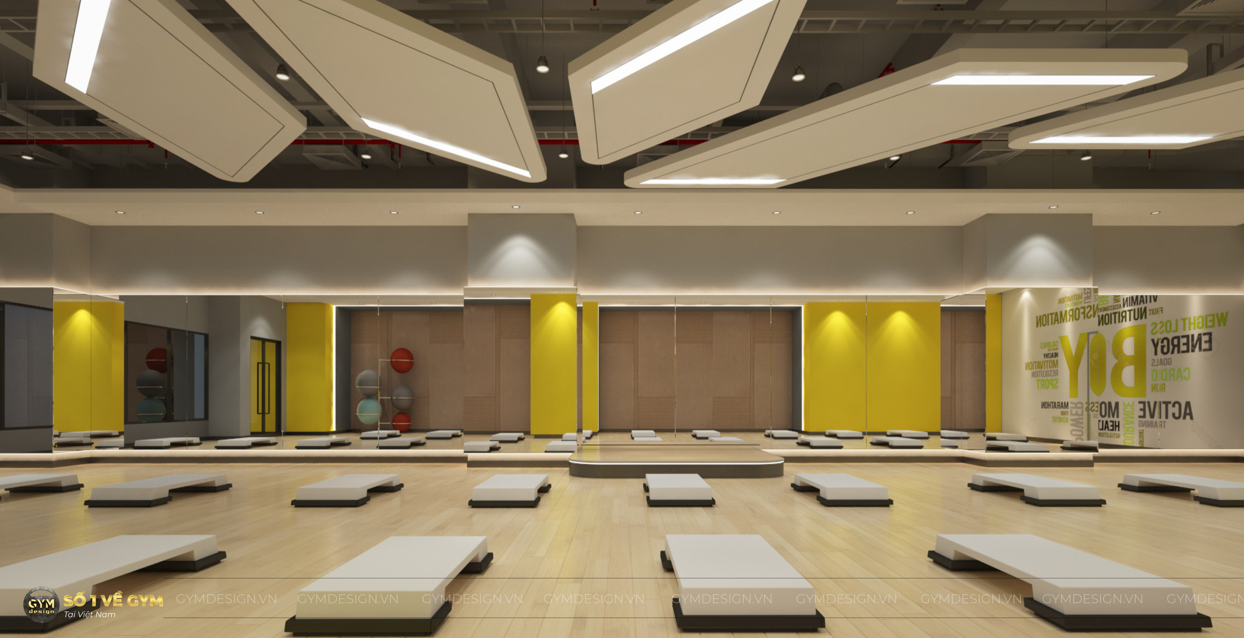 Yoga studio design by GYMdesign - Fitness Center 3D - Architizer