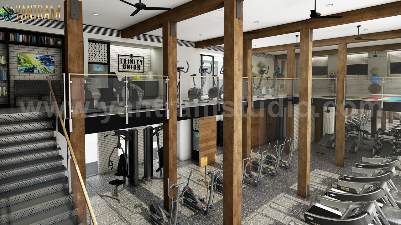 3D Interior Designers present a Gymnasium by Yantram 3D Architectural Rendering Studio by ...