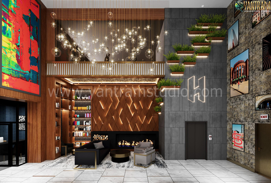 3D Interior Rendering of a Stunning Lobby in Los Angeles by Yantram ...