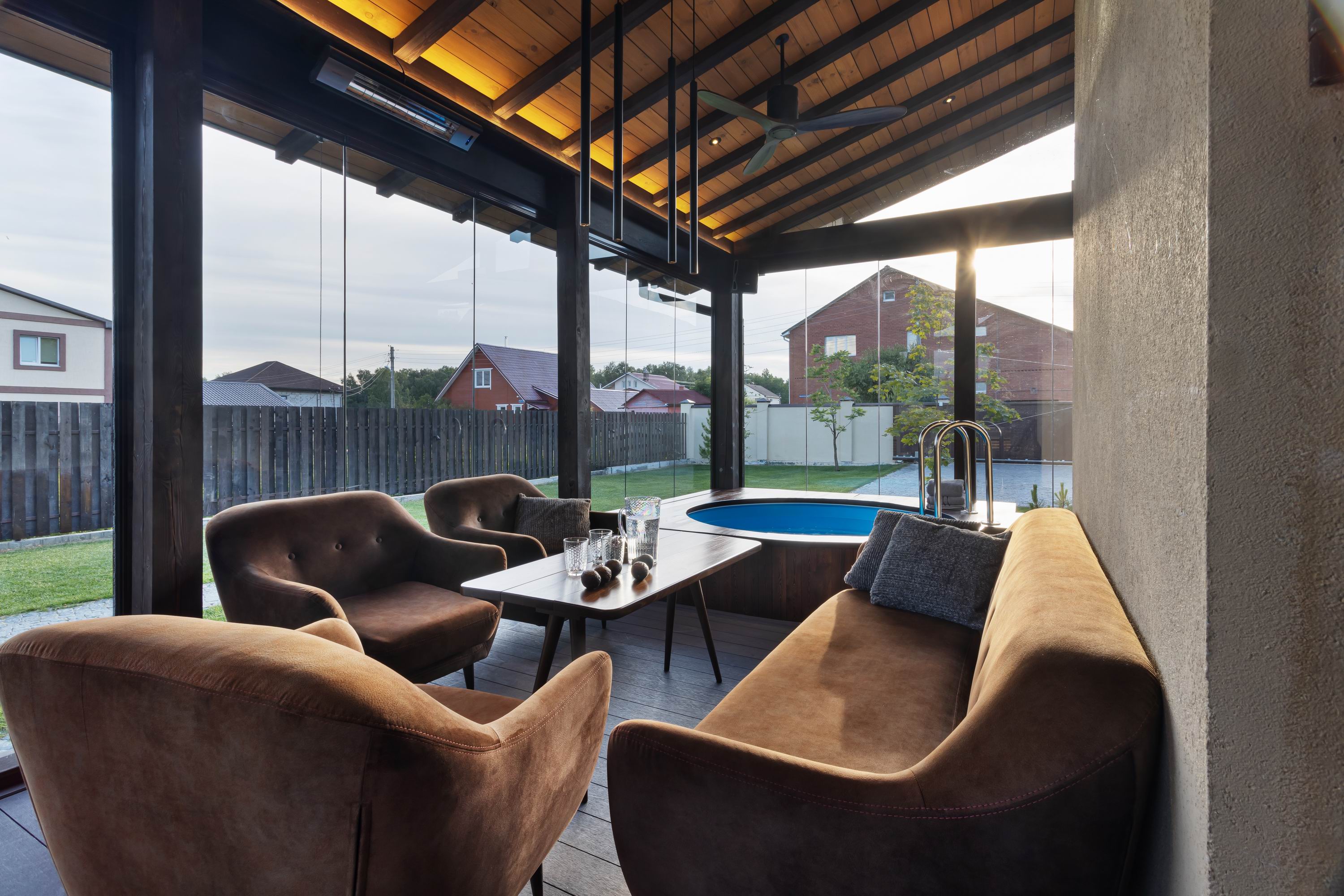 Terrace with swimming pool and summer kitchen in a country house by ...