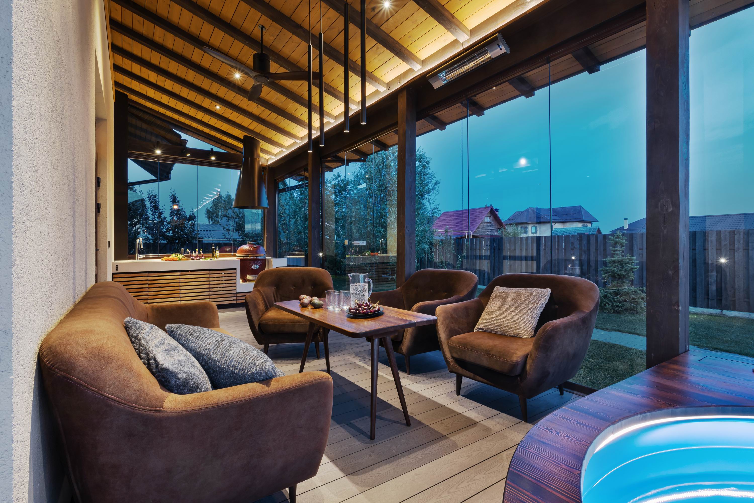 Terrace with swimming pool and summer kitchen in a country house by ...