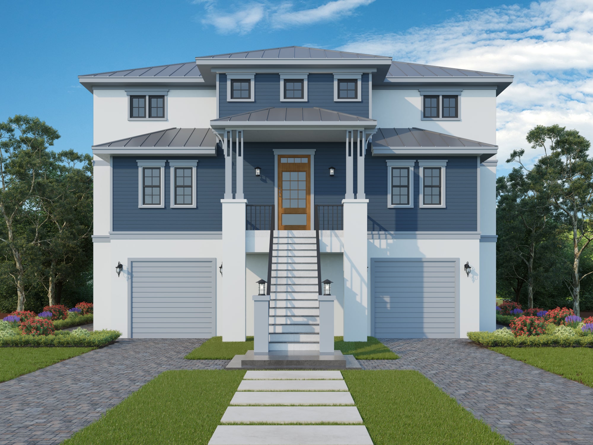 3D Exterior Rendering for 2D Front Elevation by The 2D3D Floor Plan ...