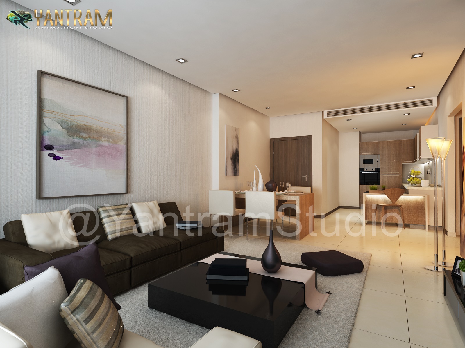 3d Interior Visualization Shows Beautiful Coastal Living Room in ...